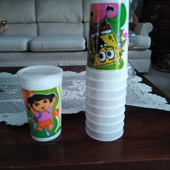 Nickelodeon | Other | Nickelodeon Plastic Cups With Lids | Poshmark